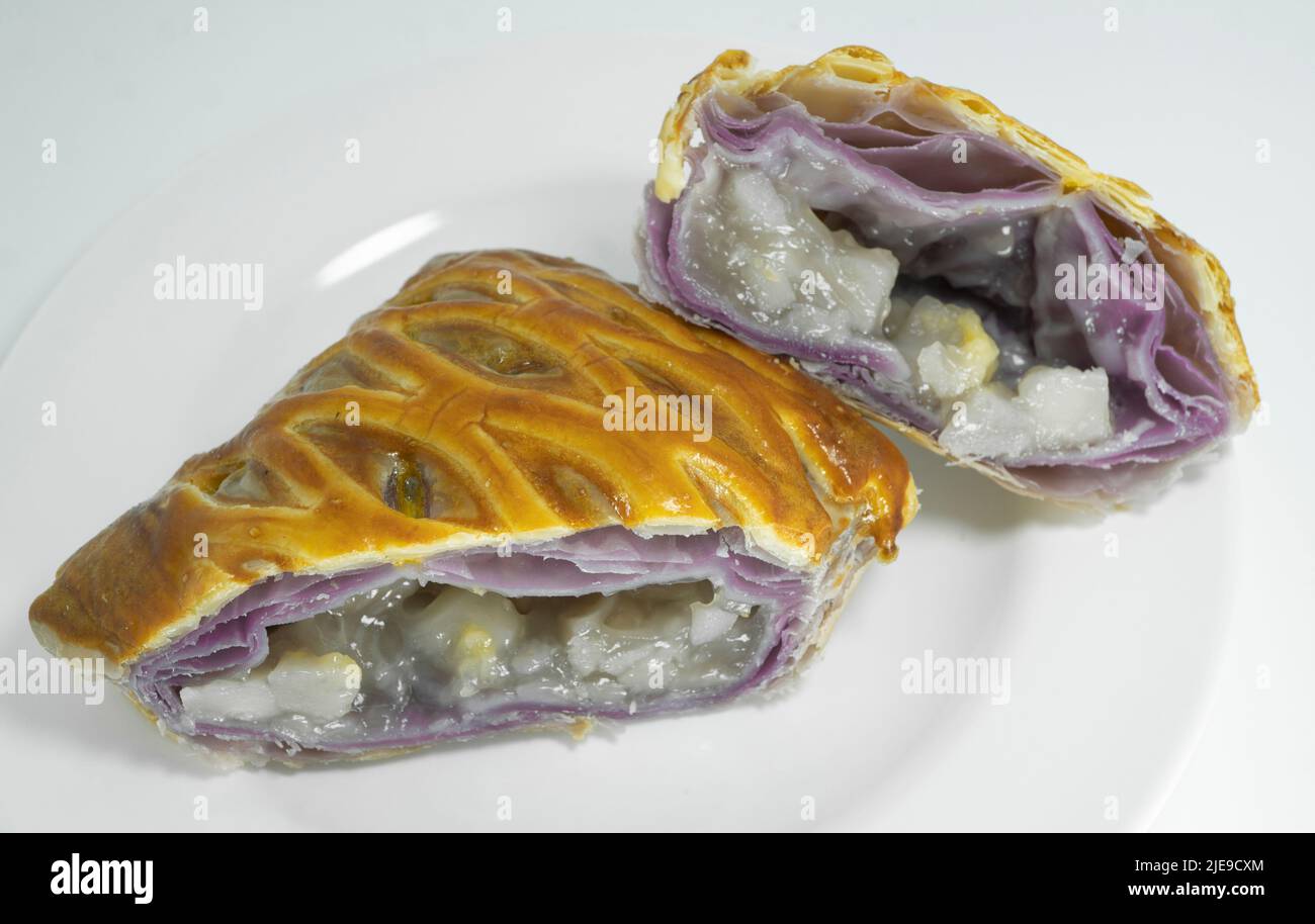 Taro Pie isolated on white background, closeup studio shot Stock Photo ...