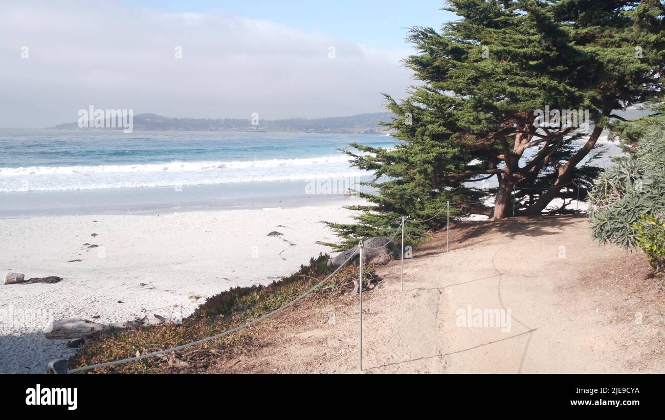 Promenade path, walkway, trail or footpath, ocean sandy beach in Carmel ...