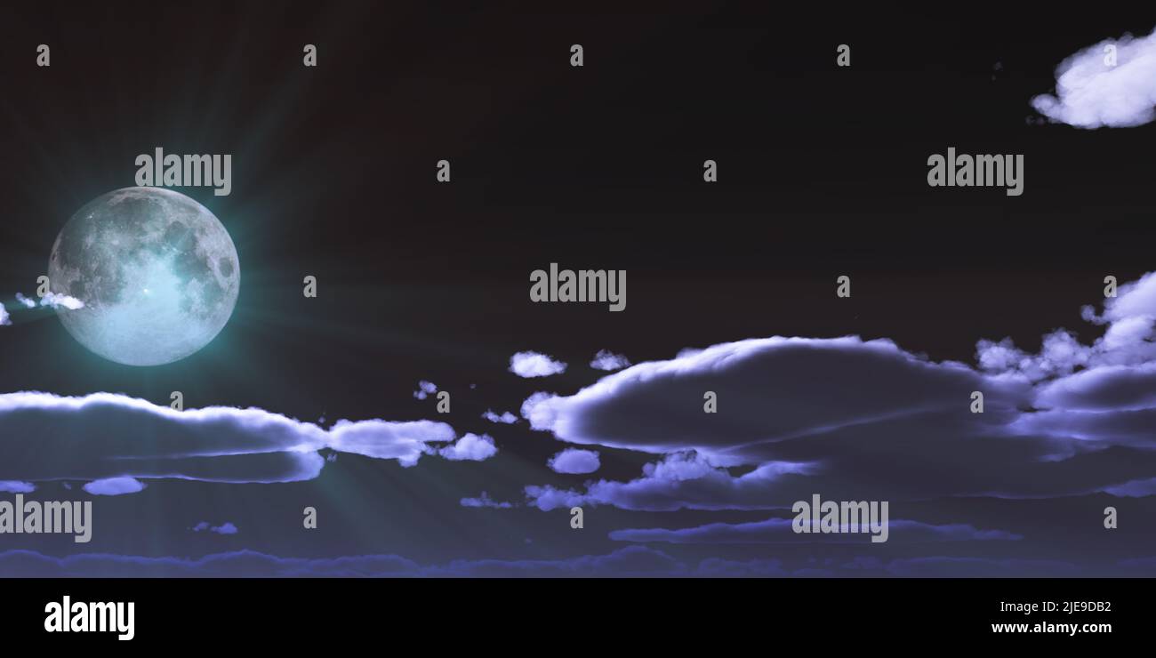 full moon at night night sky, illustration 3d render Stock Photo - Alamy