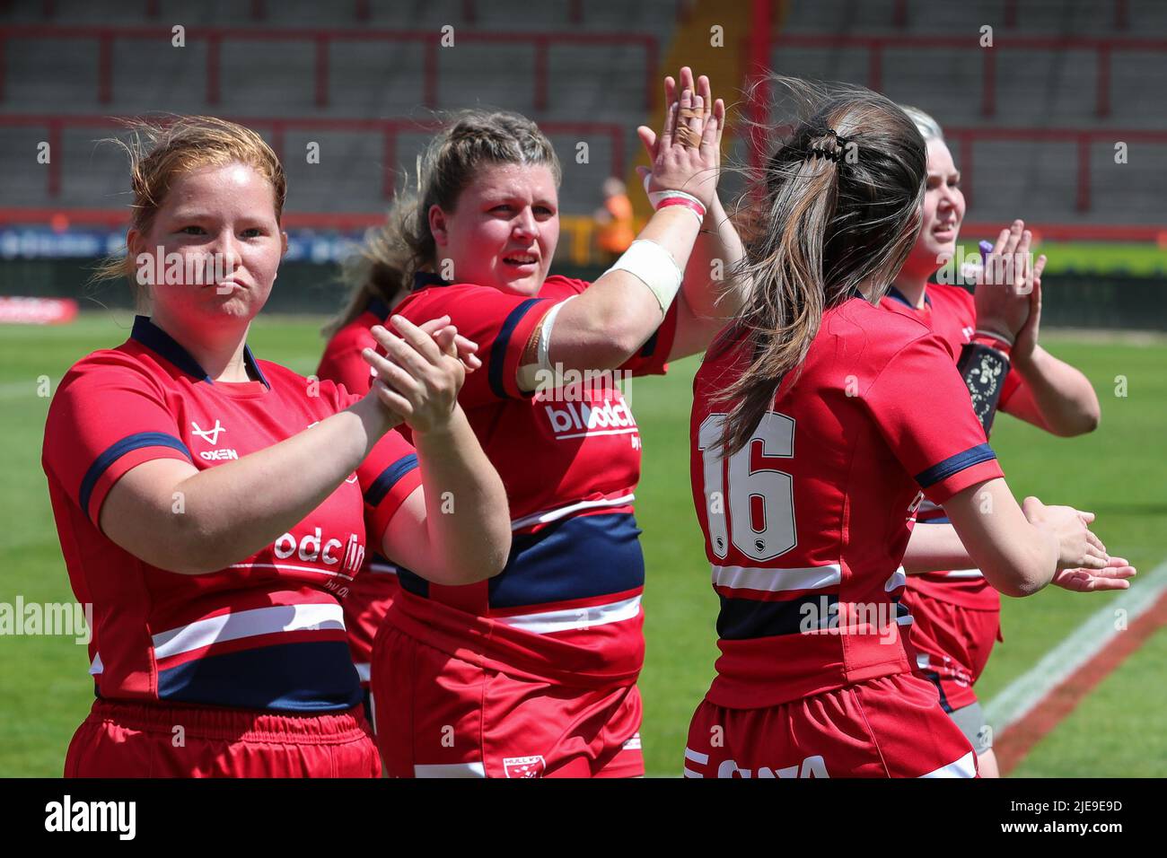 The Hull KR Women's First Team celebrate their victory over Hull FC ...