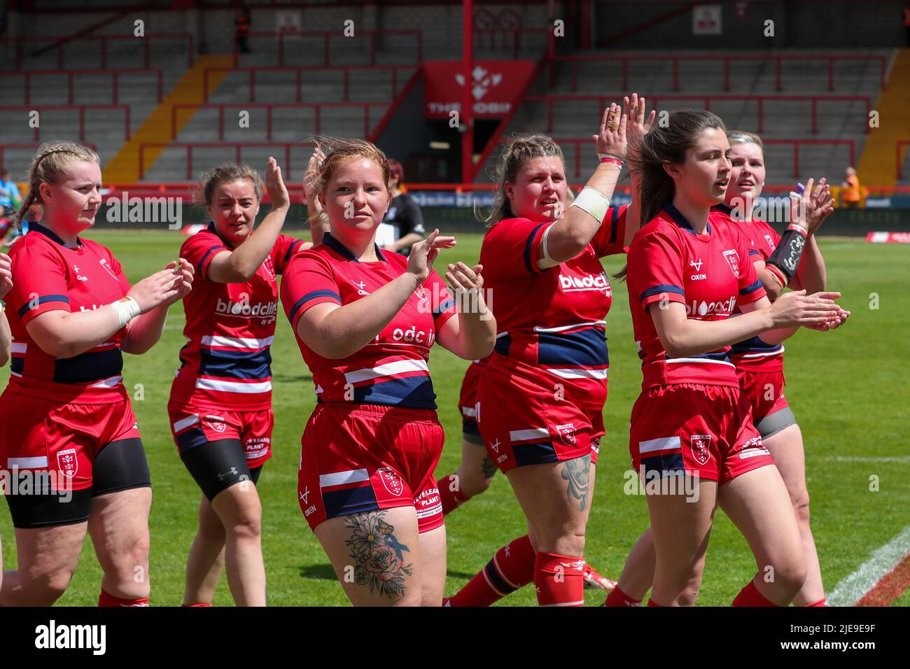 The Hull KR Women's First Team celebrate their victory over Hull FC ...