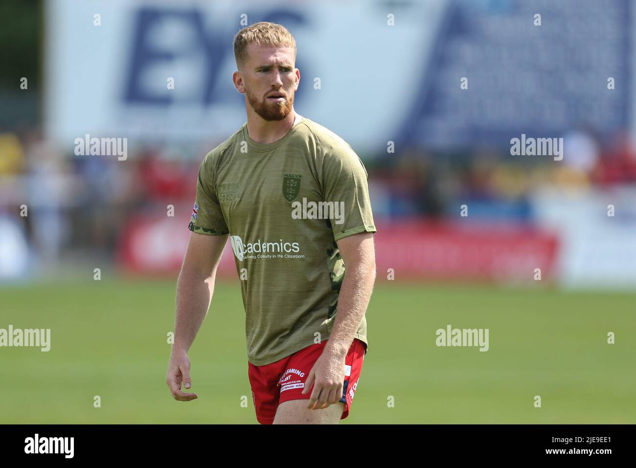Rowan Milnes #21 of Hull KR during pre-game warm up with a special ...
