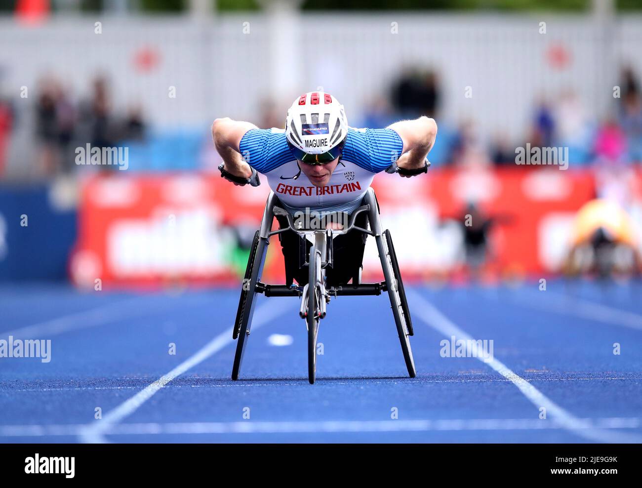 Nathan Maguire in action during the Men's 400m Wheelchair final during ...