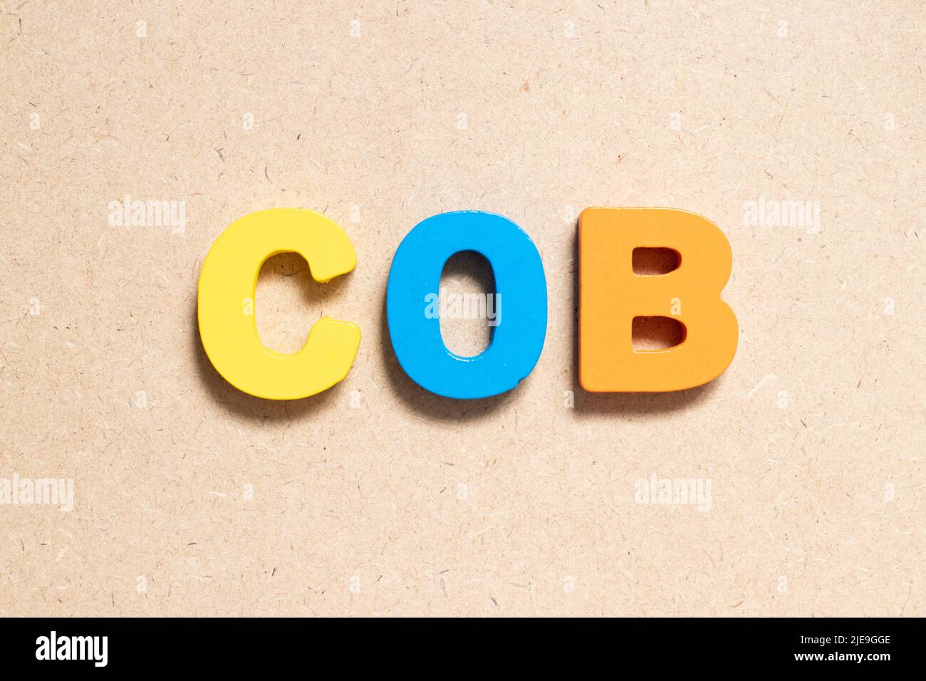 Color alphabet letter in word COB (abbreviation of close of business ...