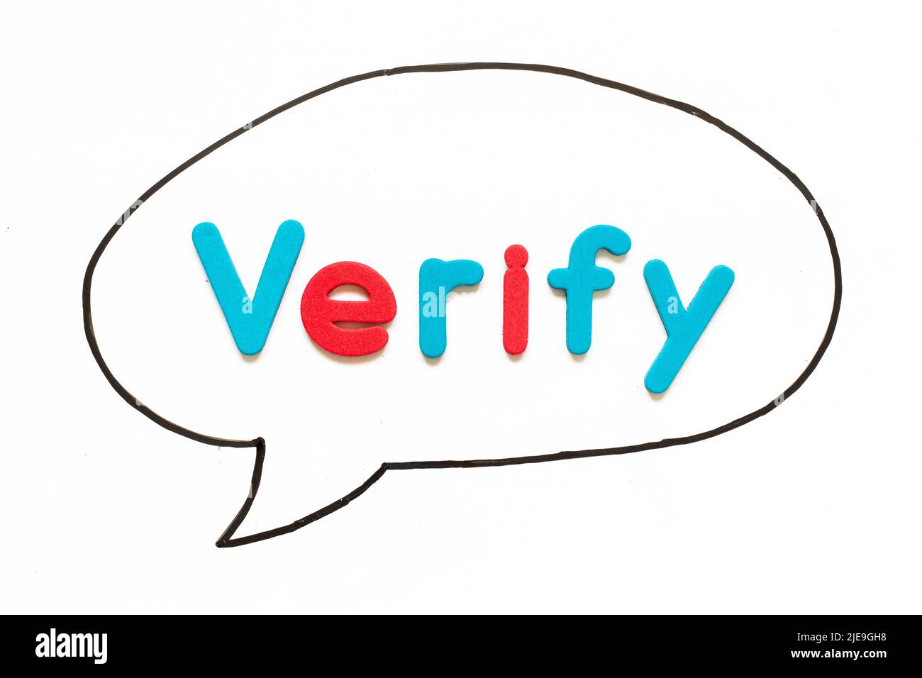 Alphabet letter with word verify in black line hand drawing as bubble ...