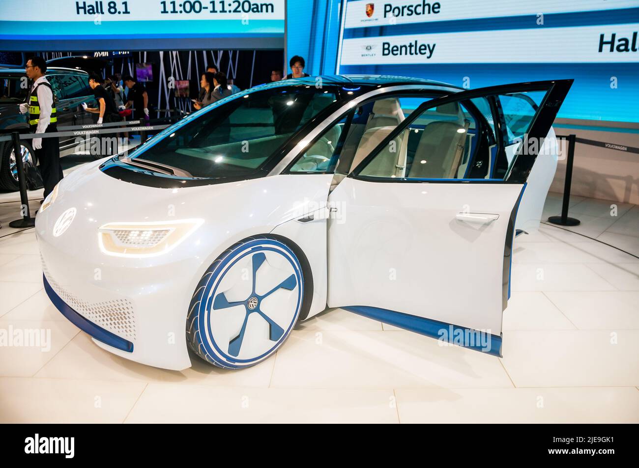 Volkswagen I.D. concept hatchback on display at the 2016 Guangzhou Auto ...