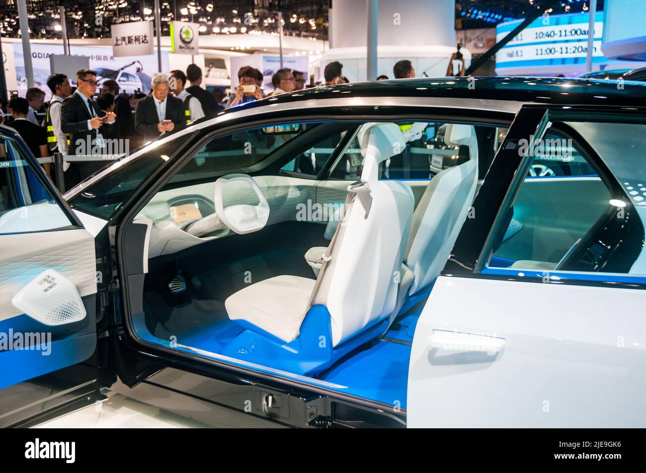 Volkswagen I.D. concept hatchback on display at the 2016 Guangzhou Auto ...