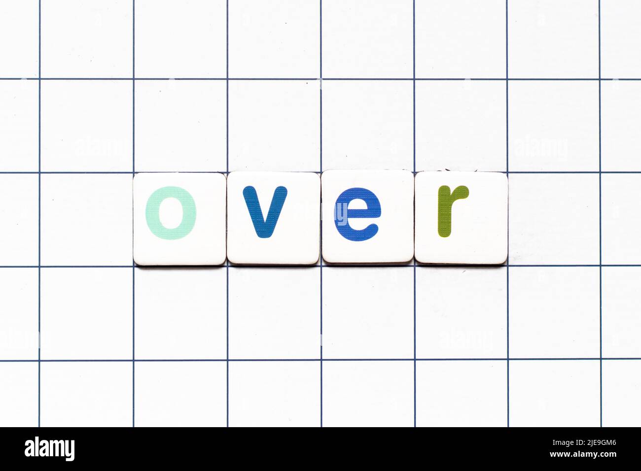 Colorful tile letter in word over on white grid background Stock Photo ...