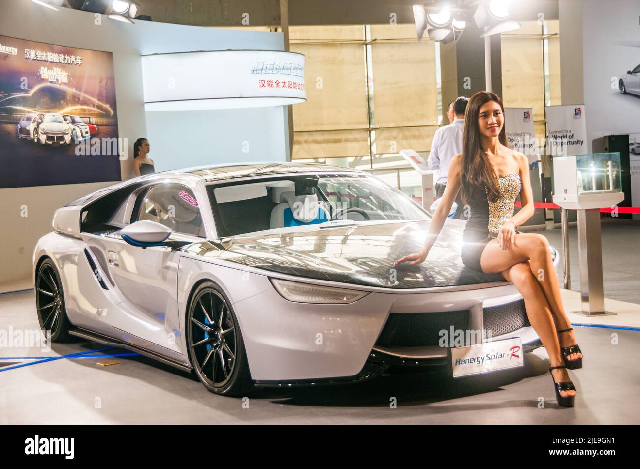 Hanergy Solar R a solar powered sports car concept on display at the ...