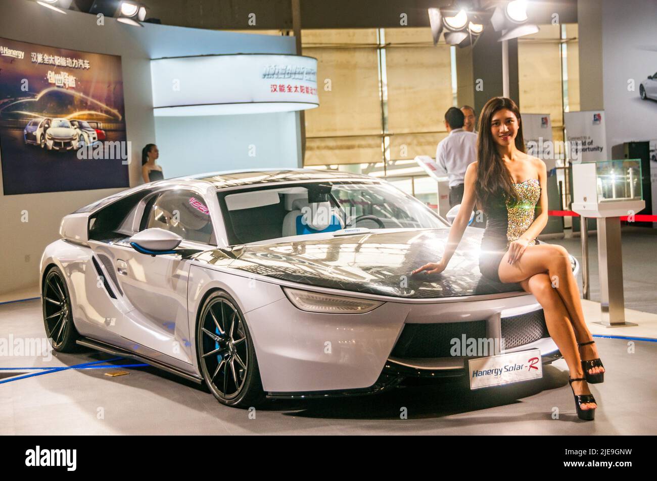 Hanergy Solar R a solar powered sports car concept on display at the ...