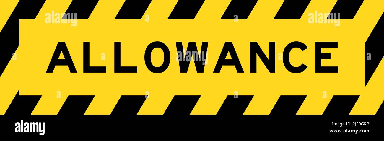 Yellow and black color with line striped label banner with word ...