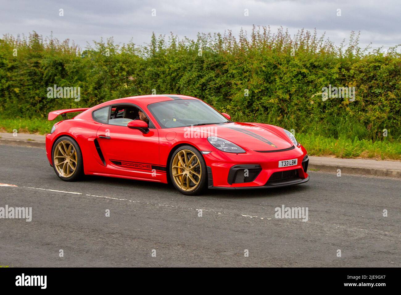 2019 red Porsche Cayman GT4 3995cc petrol Coupe; en route to Hoghton ...