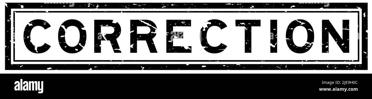 Grunge black correction word square rubber seal stamp on white ...