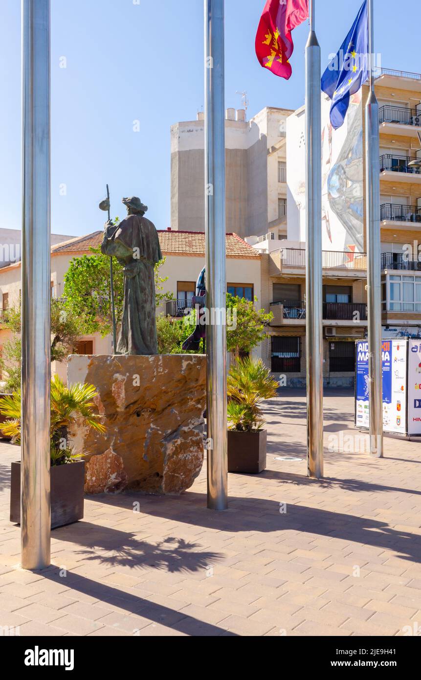 SANTIAGO DE LA RIBERA, SPAIN - JUNE 10, 2022 The sculpture is a tribute ...