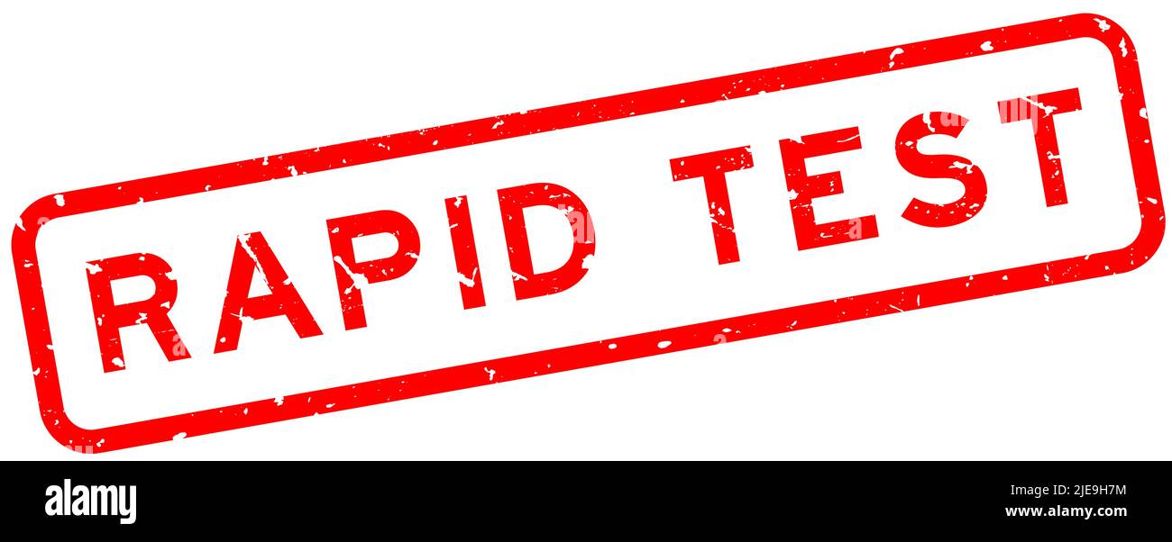 Grunge red rapid test word square rubber seal stamp on white background ...