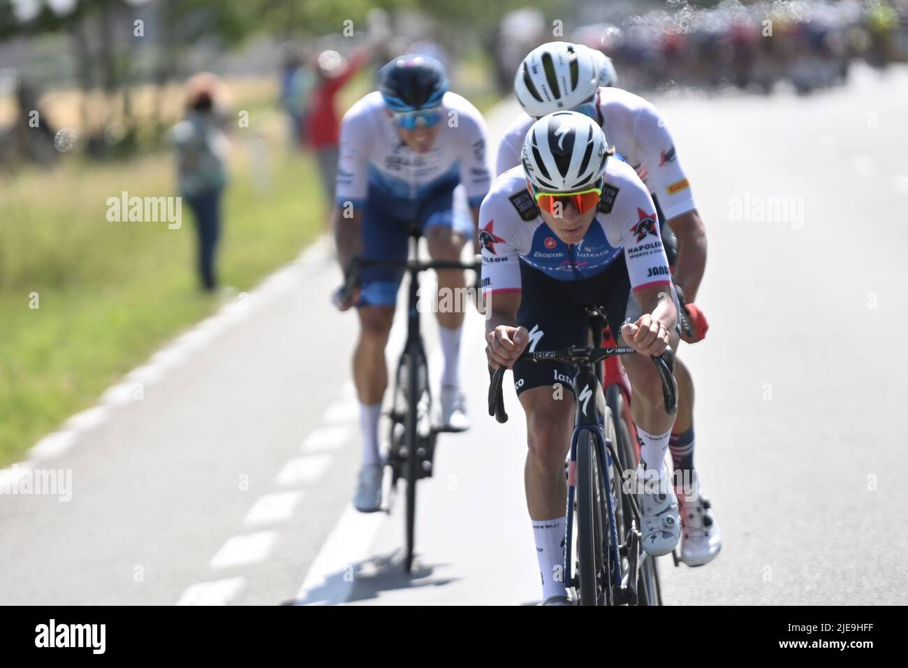 Belgian Sep Vanmarcke of Israel-Premier Tech and Belgian Remco ...