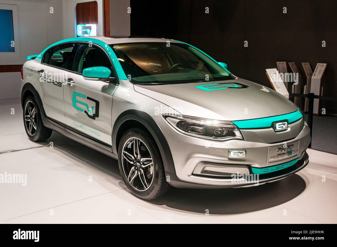 Qoros 3 Q. Lectriq EV sedan on display at the 2016 Guangzhou Auto Show ...