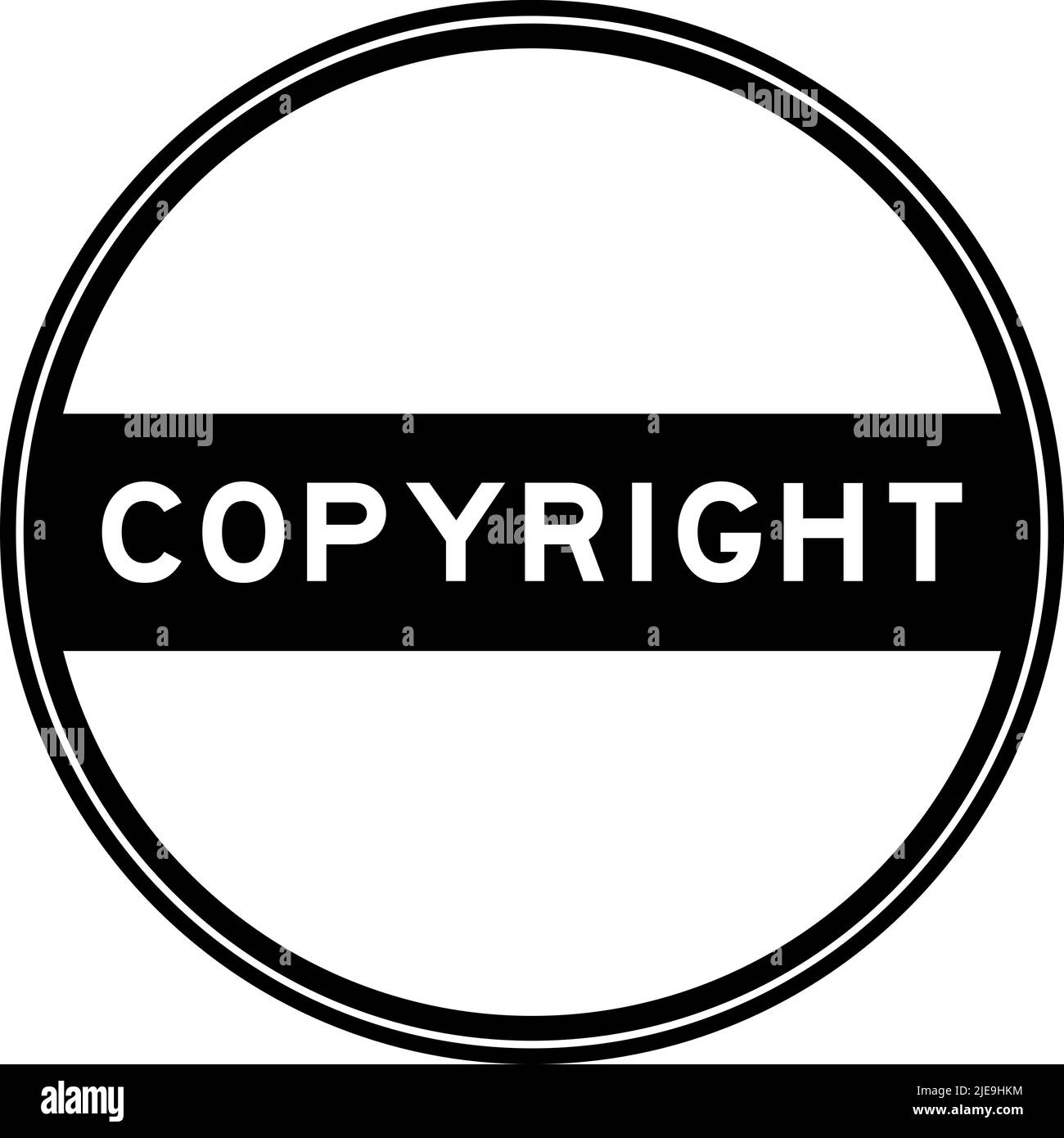 Black color round seal sticker in word copyright on white background ...