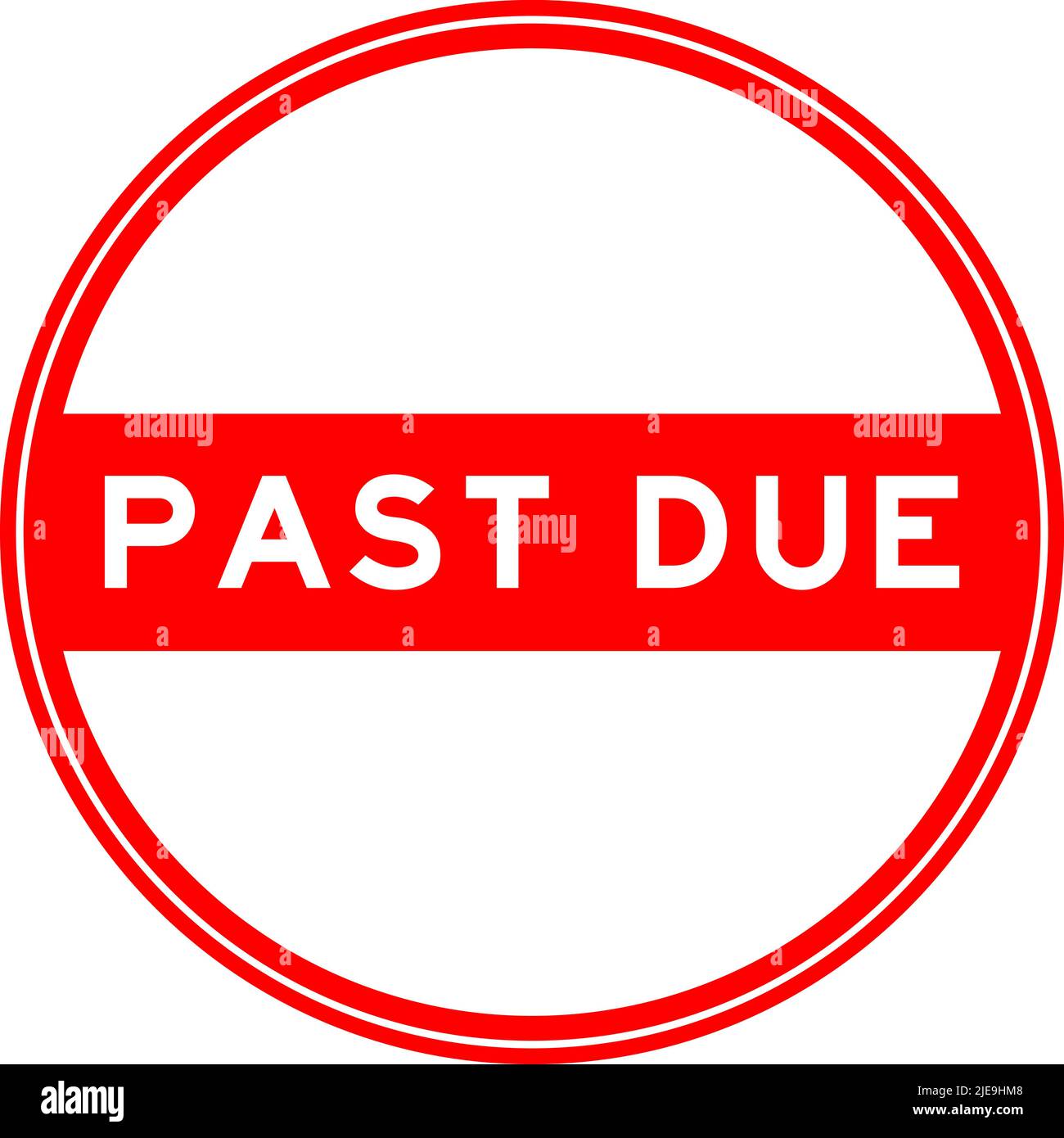 Red color round seal sticker in word past due on white background Stock ...