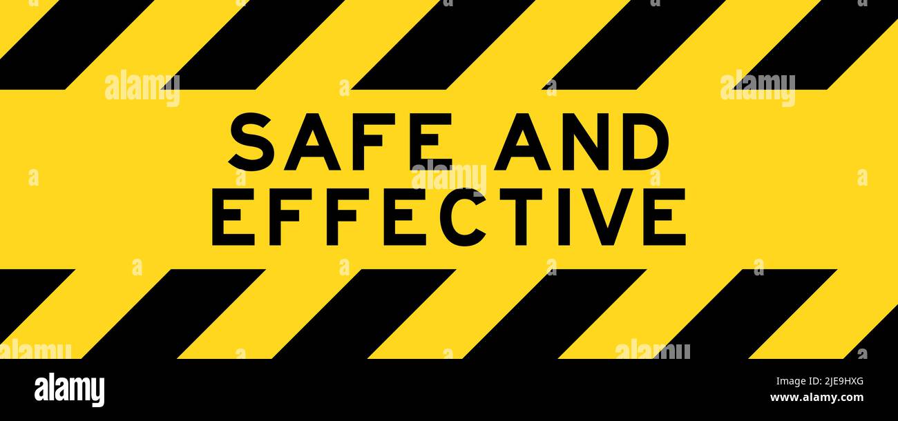 Yellow and black color with line striped label banner with word safe ...