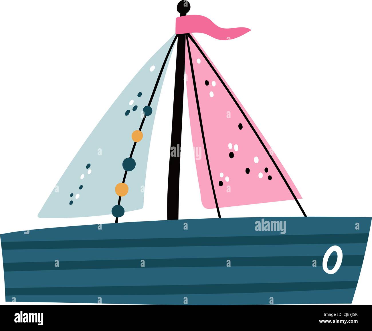 Cute sailing ship. Kid sailboat. Marine transport Stock Vector Image ...