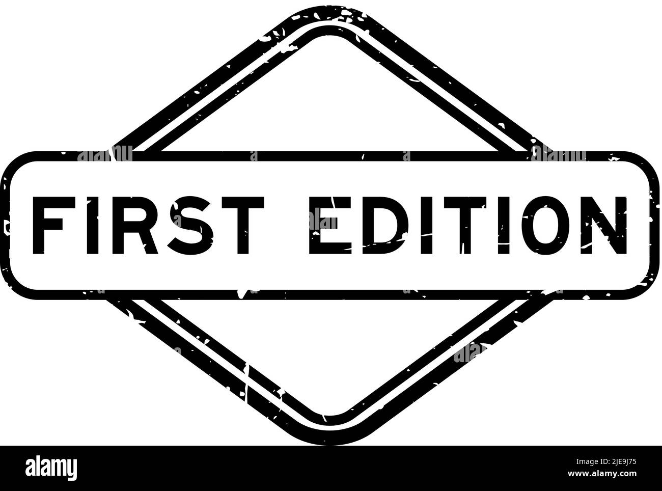 Grunge black first edition word rubber seal stamp on white background ...