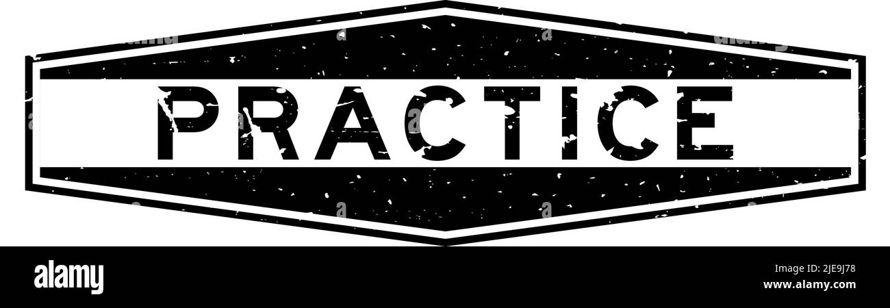 Grunge black practice word hexagon rubber seal stamp on white ...