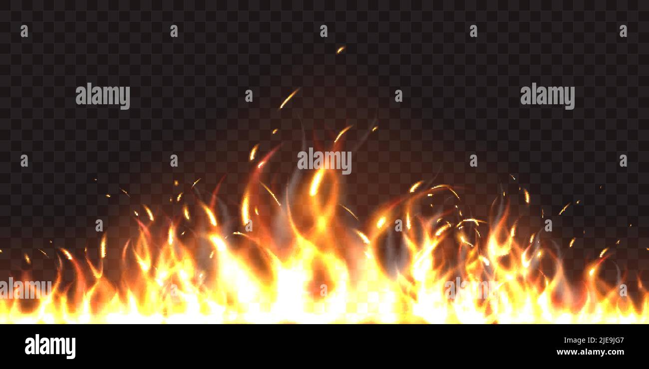 Horizontal seamless fire. Realistic burning background. Orange blazing ...