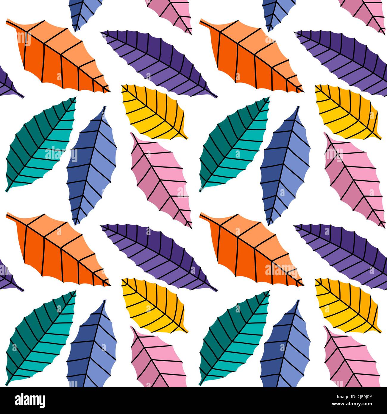 Autumn floral seamless geometric leaves pattern for fabrics and ...