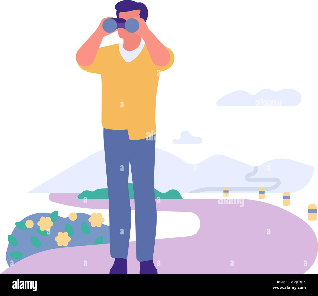 Man walking and looking forward in binoculars Stock Vector Image & Art ...