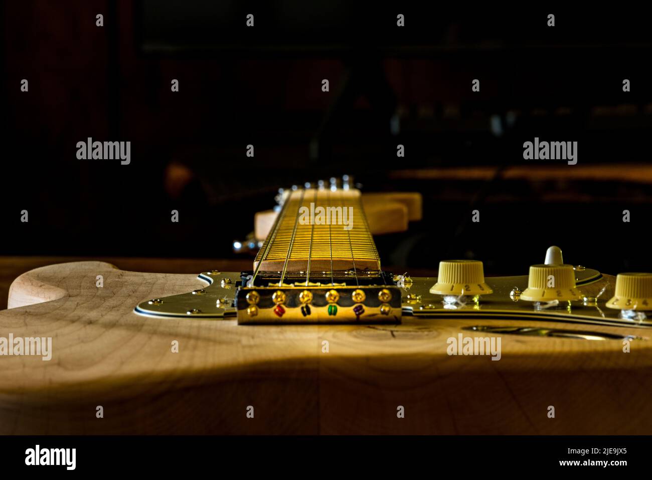 An electric stratocaster style guitar that is under construction Stock ...