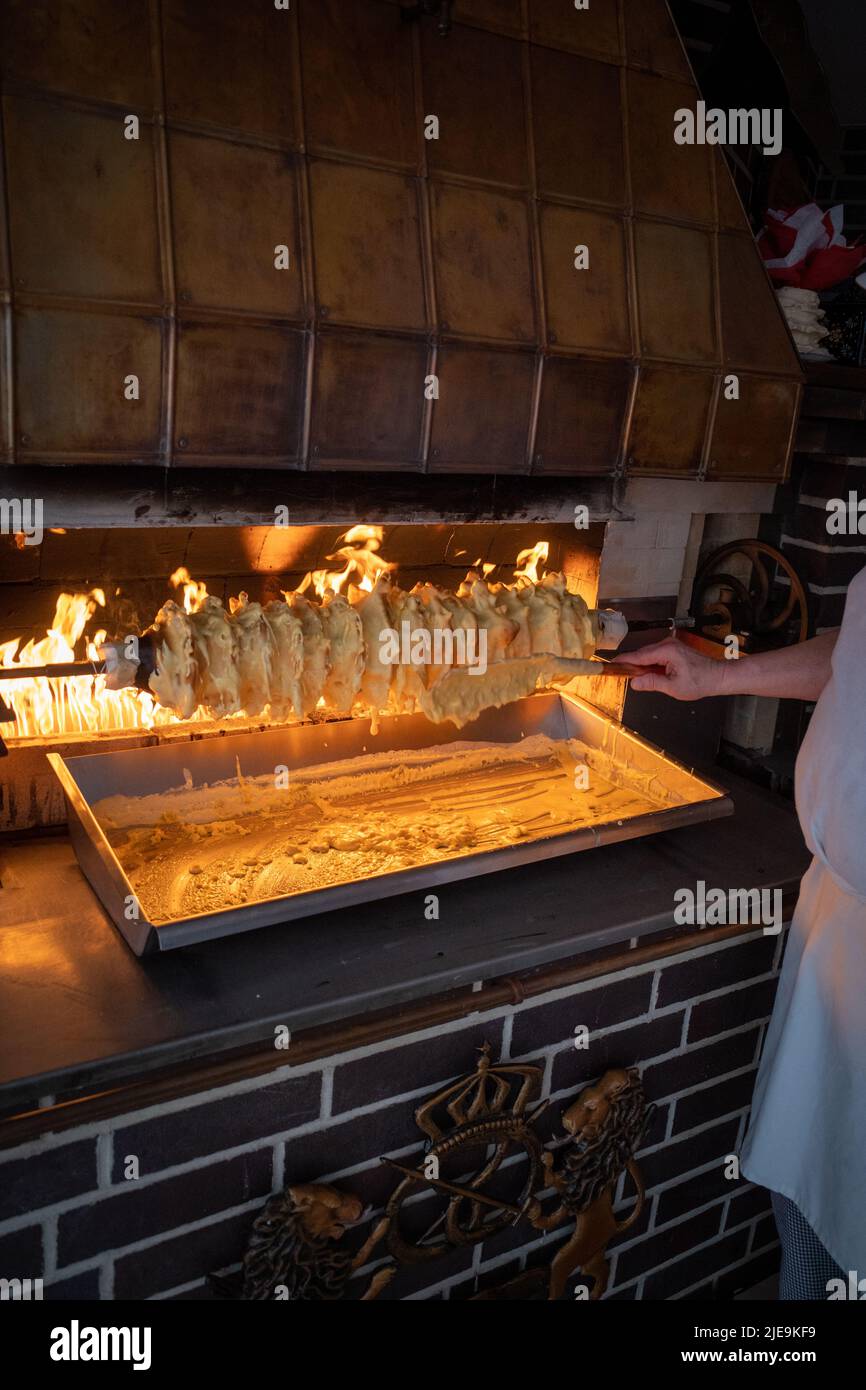 in a bakery a pyramid cake is made by hand Stock Photo - Alamy