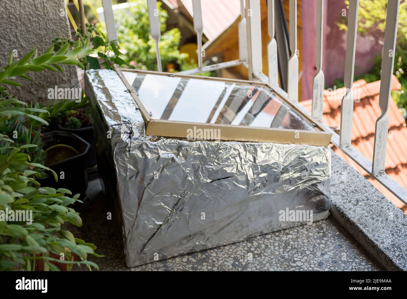 Hand made solar melter for bees wax on the terrace melts honeycombs on ...