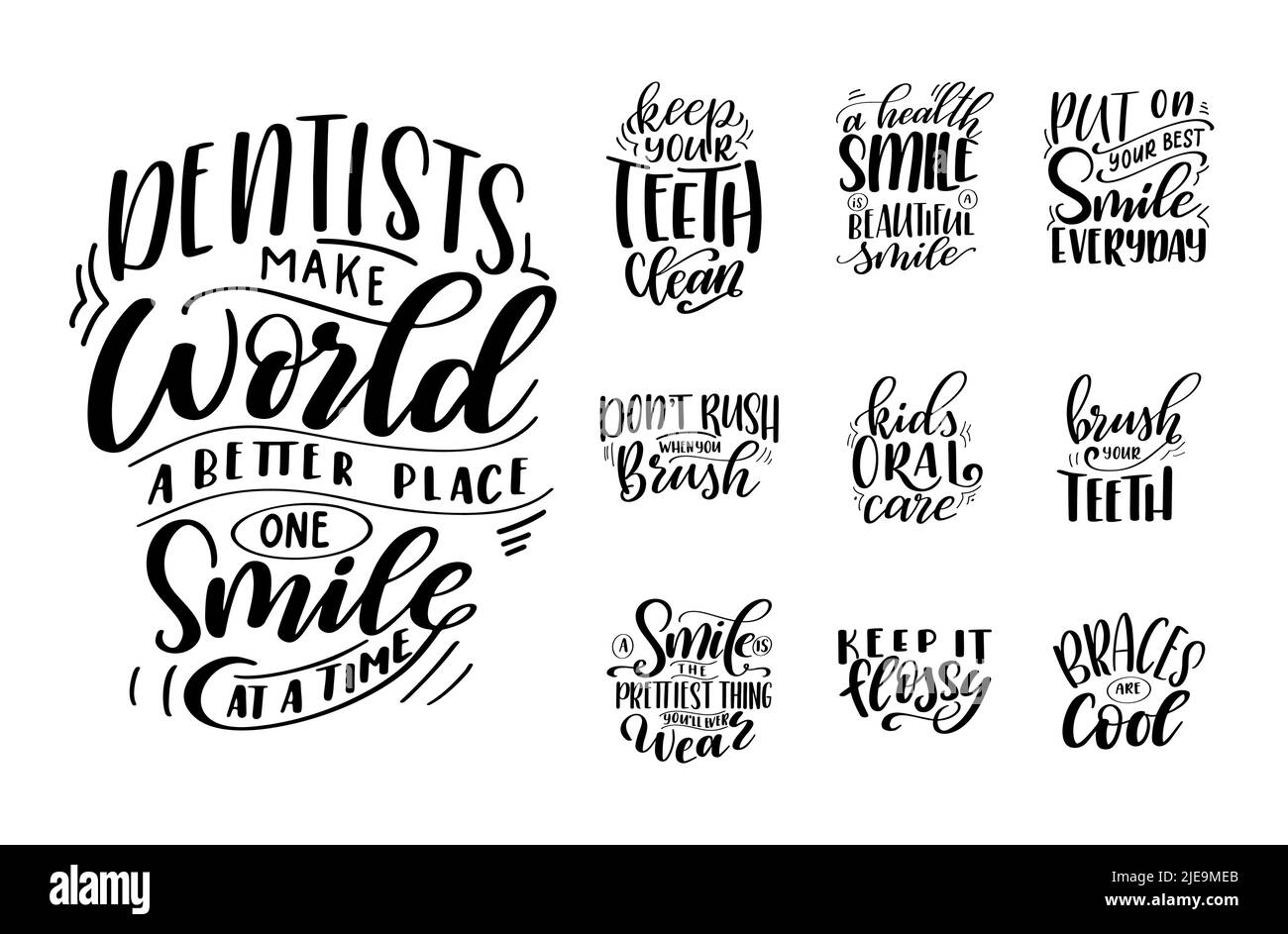 Dental care hand drawn quote. Typography lettering for poster. Dentists ...