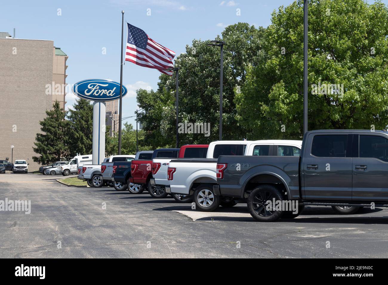 Cincinnati - Circa June 2022: Ford F-150 display at a dealership. The ...