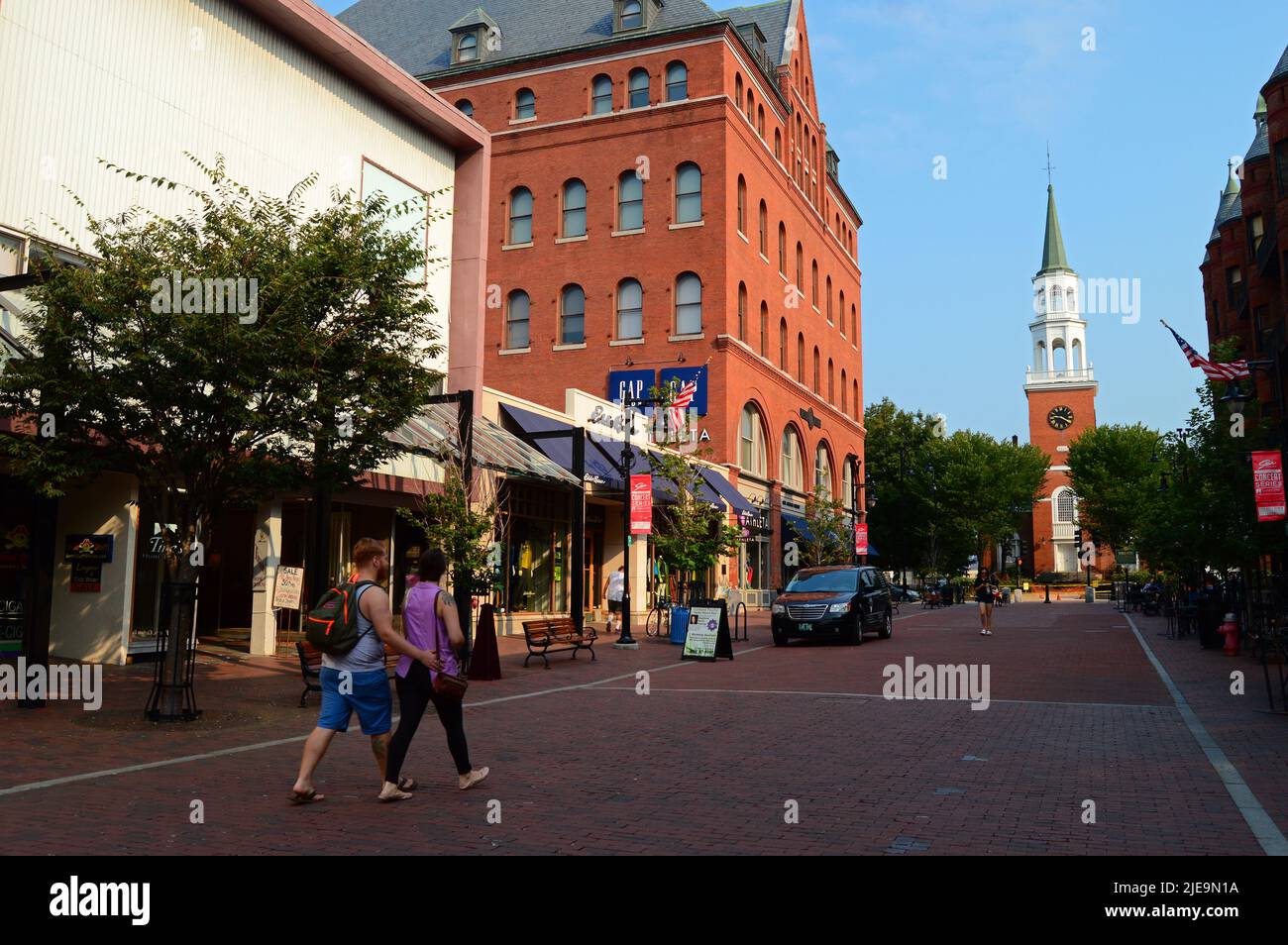 A couple walks through the pedestrian only Church Street Mall in ...