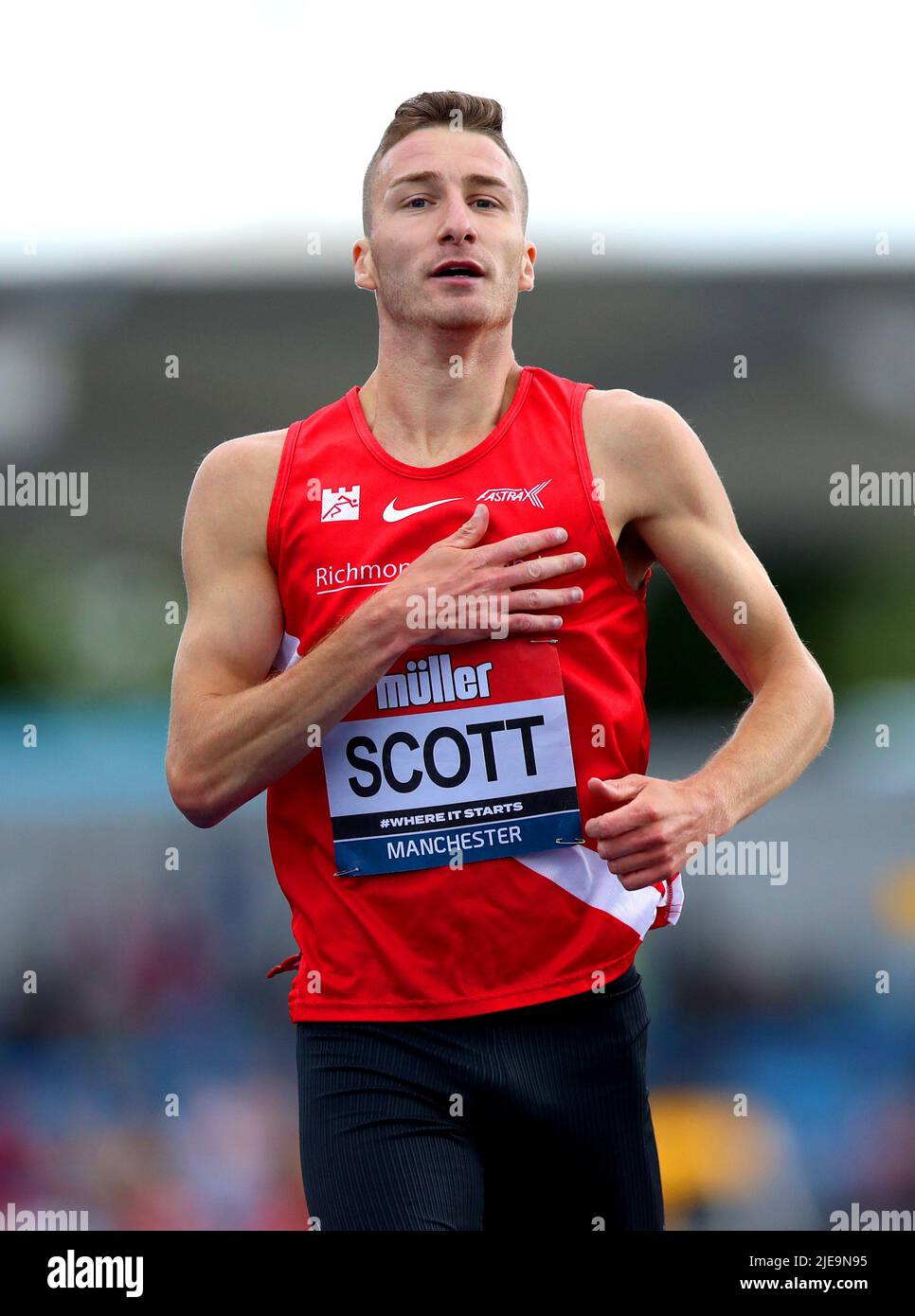 Marc Scott wins the Men's 5000m final during day three of the Muller UK Athletics Championships ...