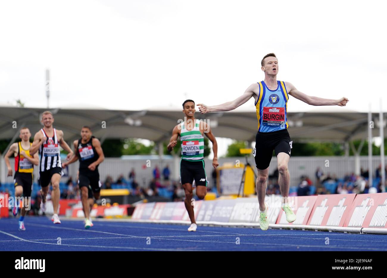 Max Burgin wins the MenÕs 800 metres during day three of the Muller UK ...