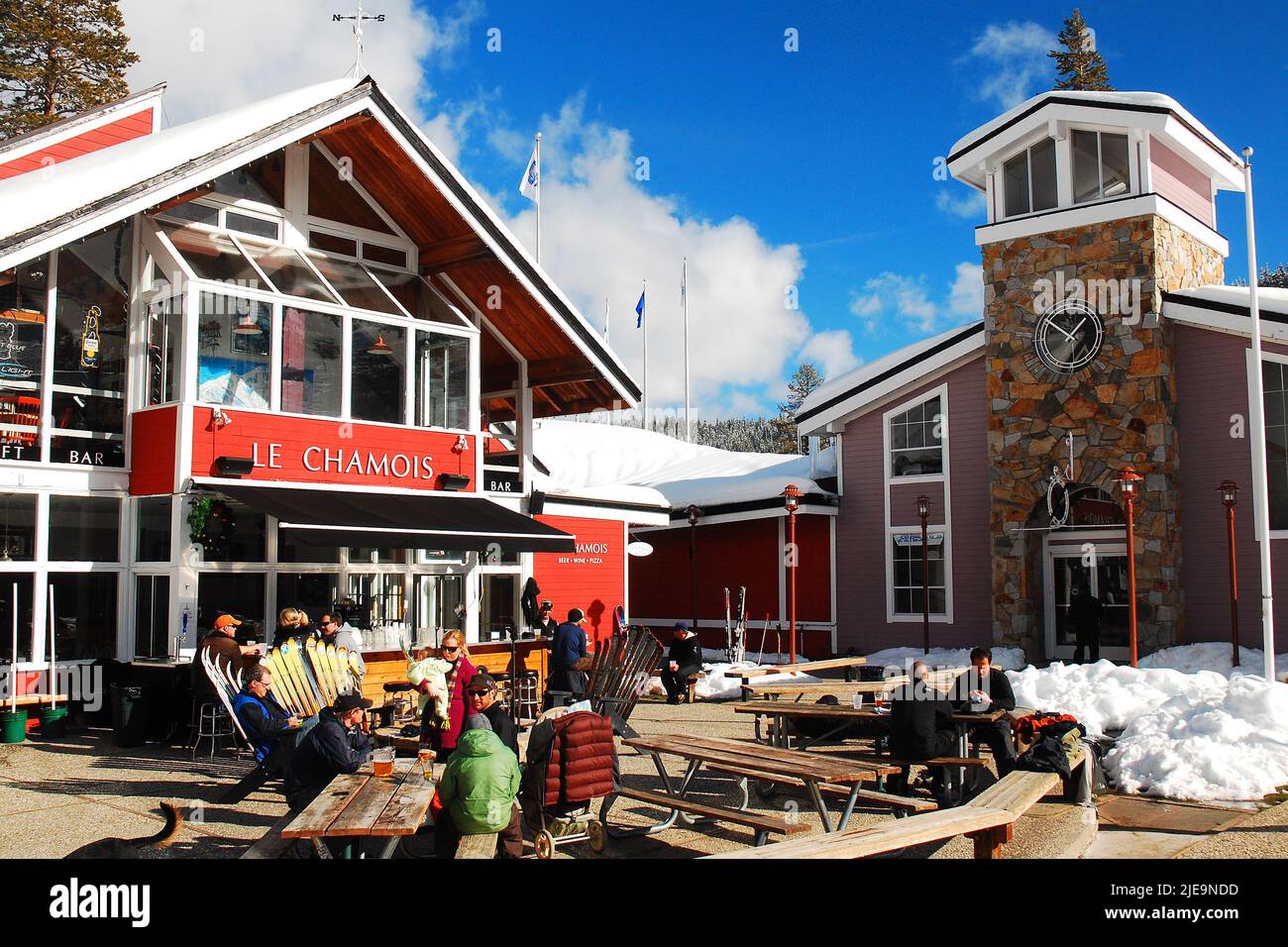 Skiers in Squaw Valley, now known as Olympic Valley, California take a ...