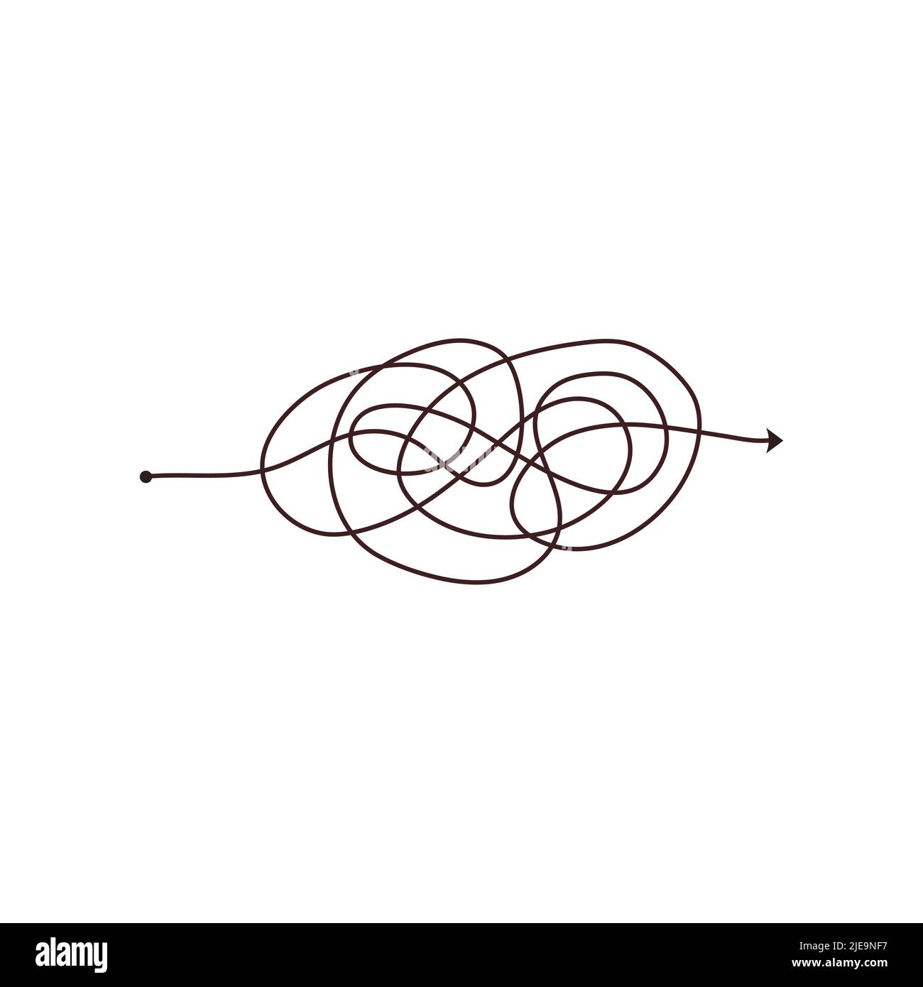 Simple line and complex easy way. Scribble doodle chaos mindset. Problem solving, difficult line ...