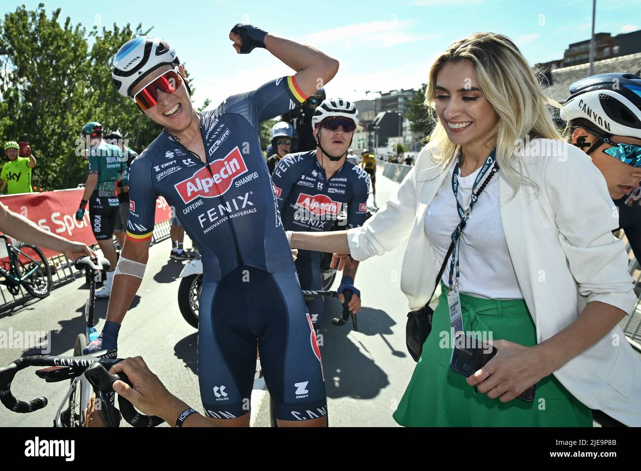 Belgian Tim Merlier of Alpecin-Fenix and his partner Cameron ...