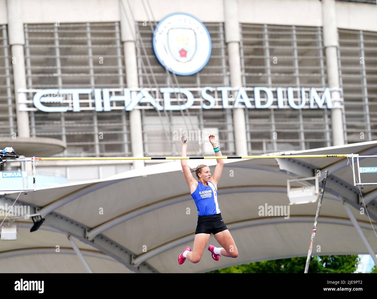 Holly Bradshaw in action during the WomenÕs Pole Vault during day three ...