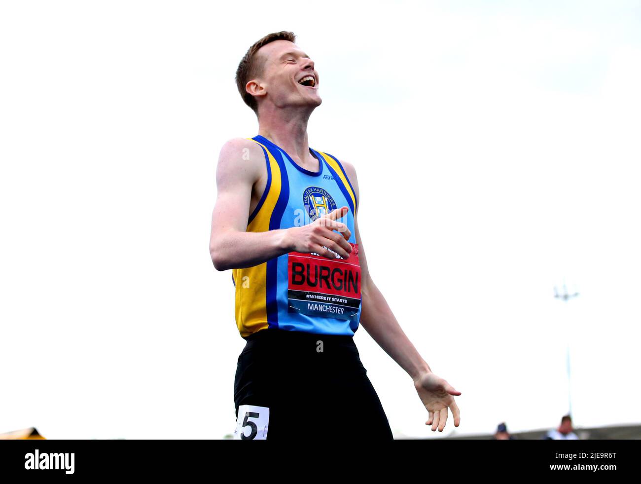 Max Burgin reacts after winning the Men's 800m final during day three ...
