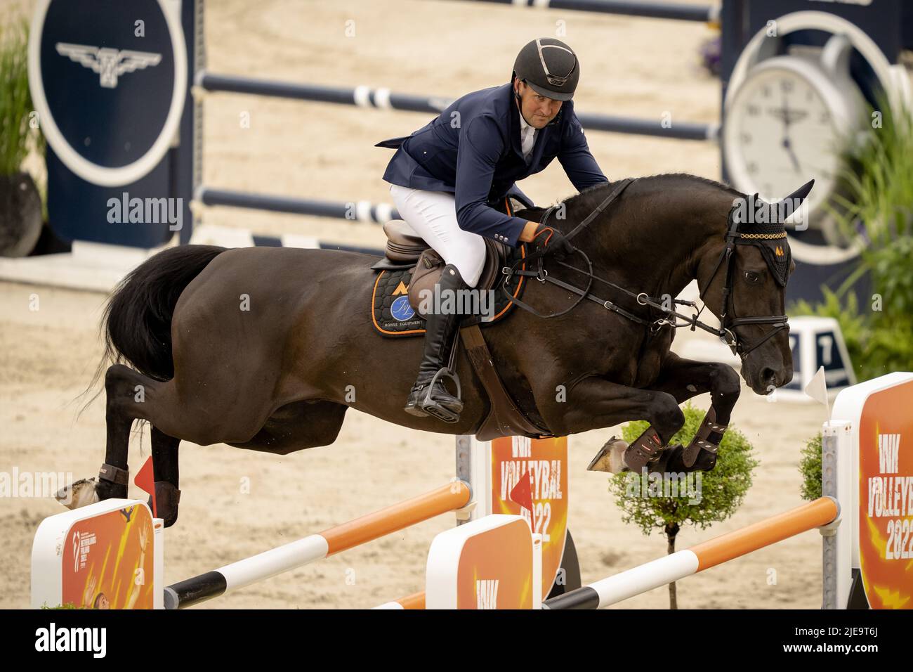 ROTTERDAM - Patrick Lemmen in action during the Nations Cup jumping at ...