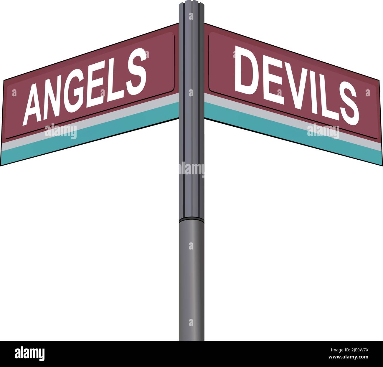Angels on one side with Devils another direction, chrome road sign ...