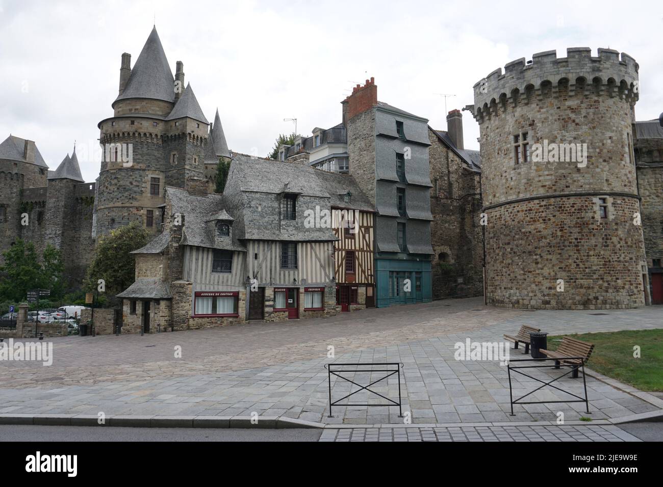 old stone castle in Vitré, France on the town square Stock Photo - Alamy
