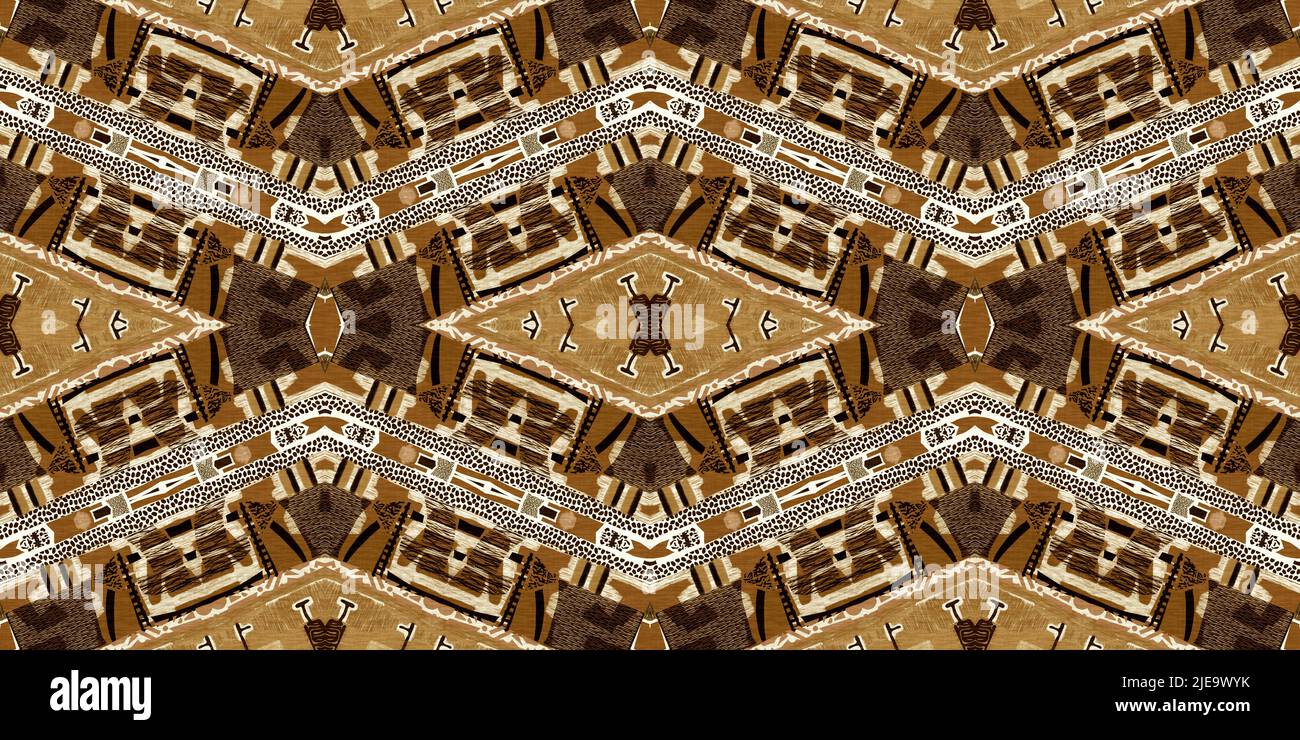 Brown safari animal print patchwork seamless border pattern. Natural ...