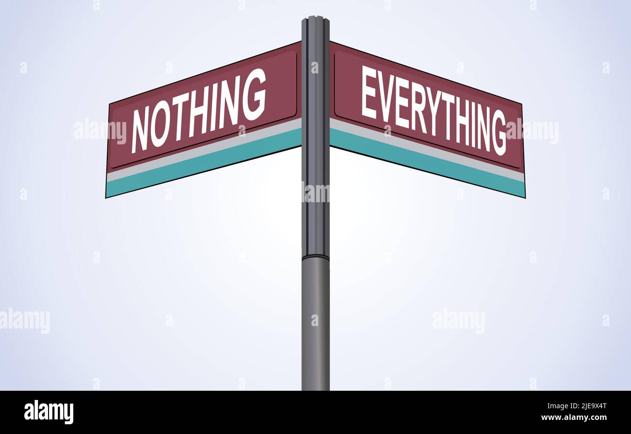 Nothing on one side with Everything another direction, chrome road sign ...