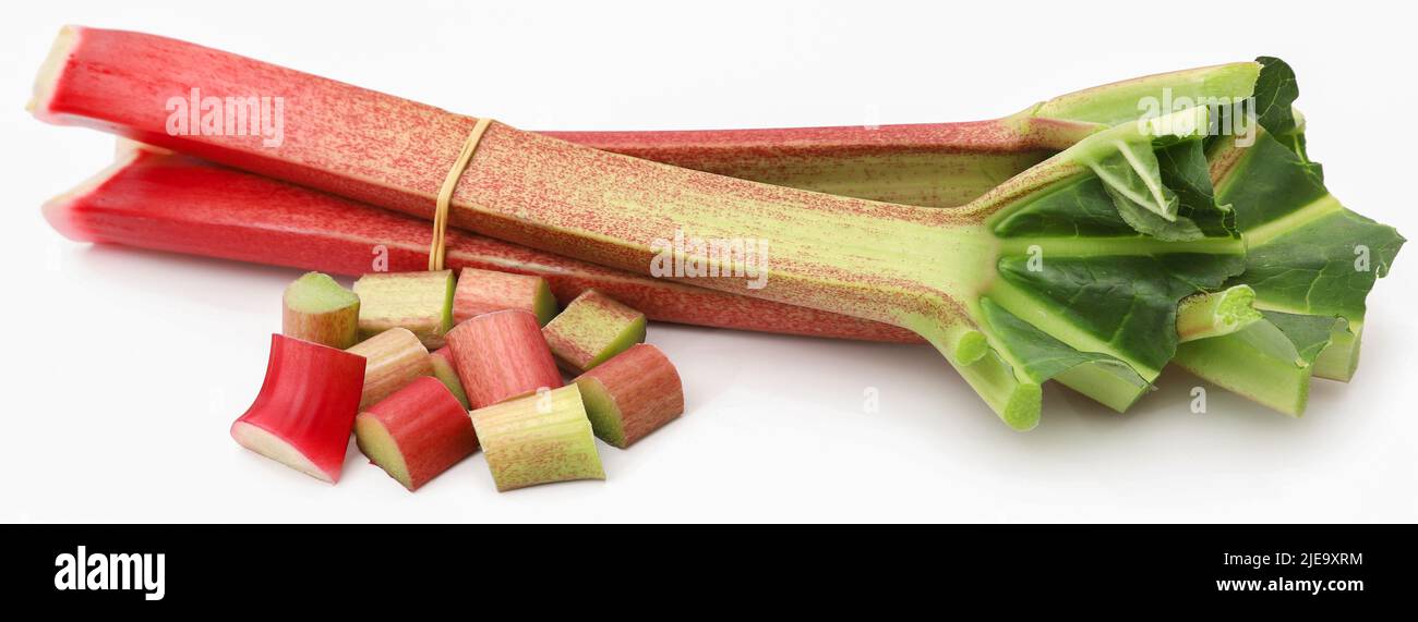 Fresh rhubarb over white background Stock Photo - Alamy