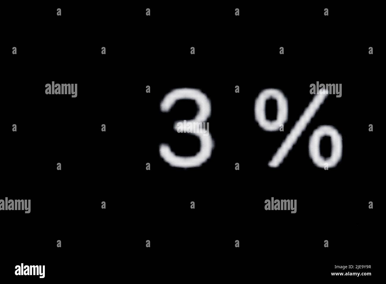 White pixel number three - 3 percent on black background Stock Photo ...